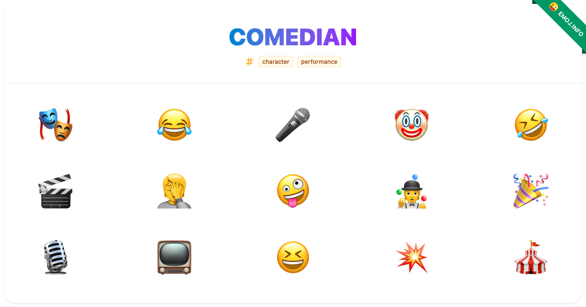 Comedian Emojis 🎭 😂 🎤 | Meaning, Copy & Paste