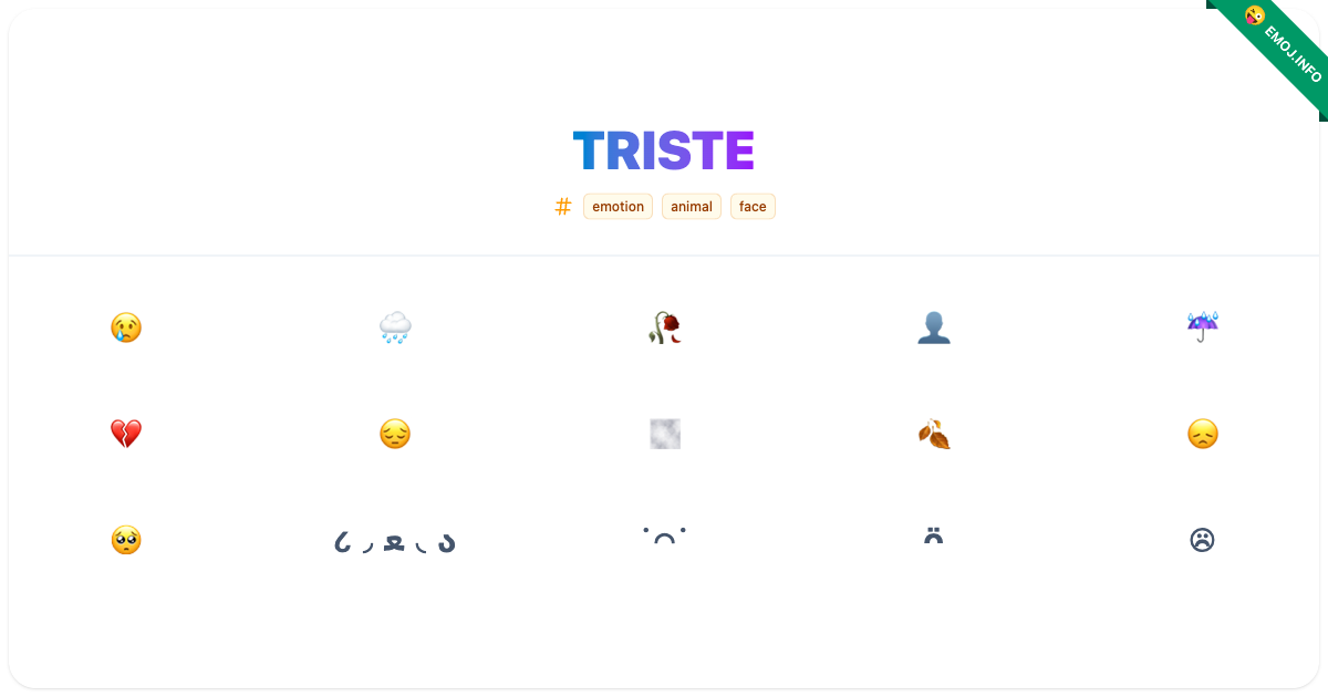 Triste Emojis 😢 🌧️ 🥀 | Meaning, Copy & Paste