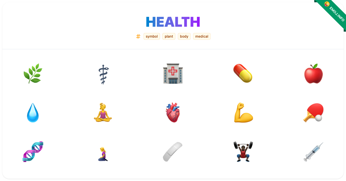 Health Emojis 🌿 ⚕️ 🏥 | Meaning, Copy & Paste