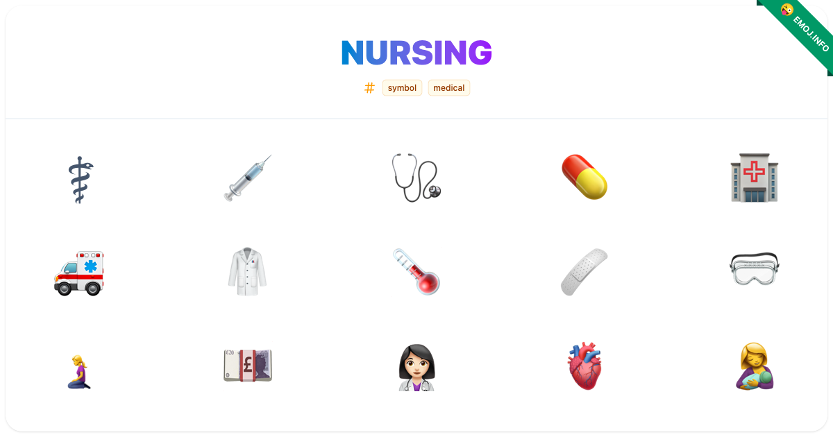 Nursing Emojis ⚕️ 💉 🩺 | Meaning, Copy & Paste