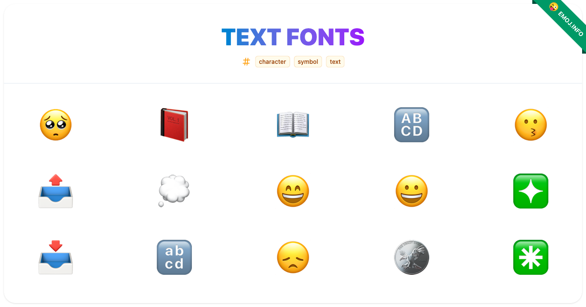 Text Fonts Emojis 🥺 📕 📖 | Meaning, Copy & Paste