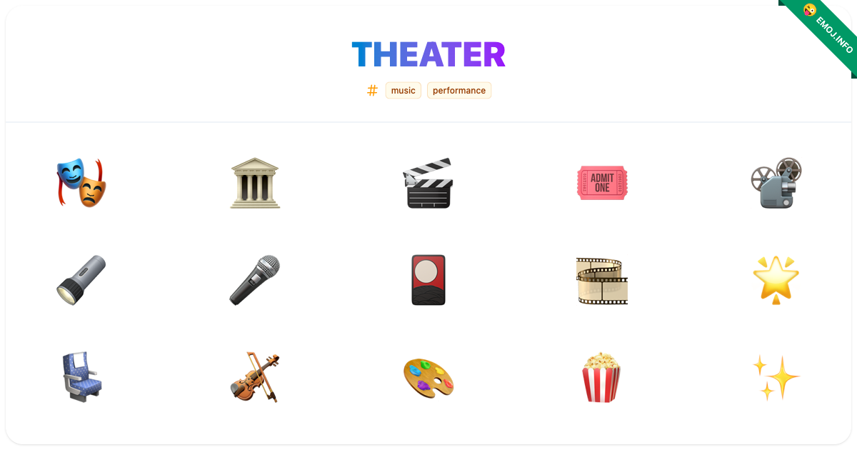 Theater Emojis 🎭 🏛️ 🎬 | Meaning, Copy & Paste