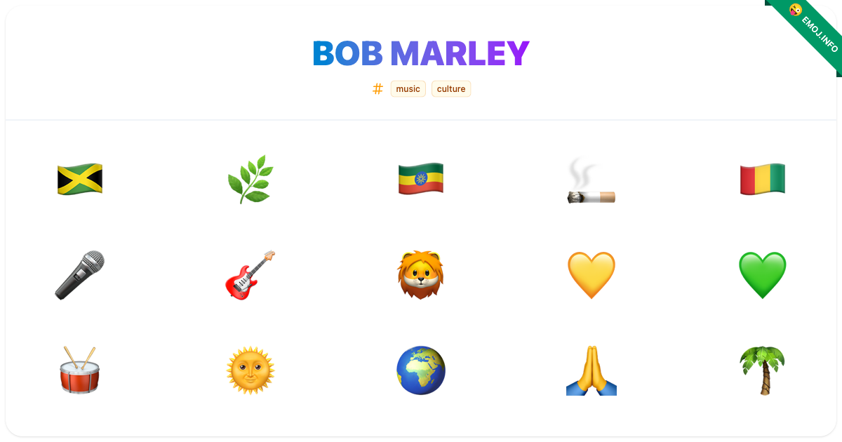 Bob Marley Emojis 🇯🇲 🌿 🇪🇹 | Meaning, Copy & Paste