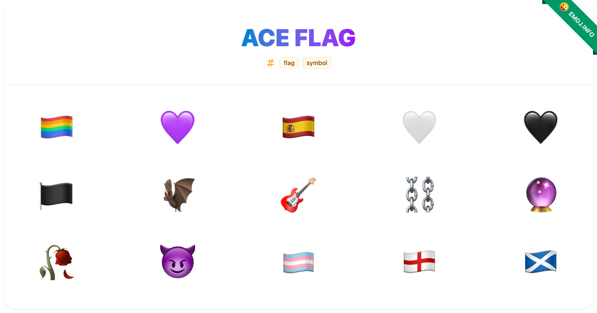 Ace Flag Emojis 🏳️‍🌈 💜 🇪🇸 | Meaning, Copy & Paste