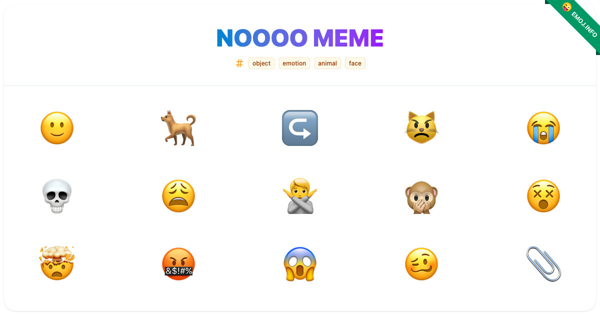 Noooo Meme Emojis 🙂 🐕 ↪️ | Meaning, Copy & Paste