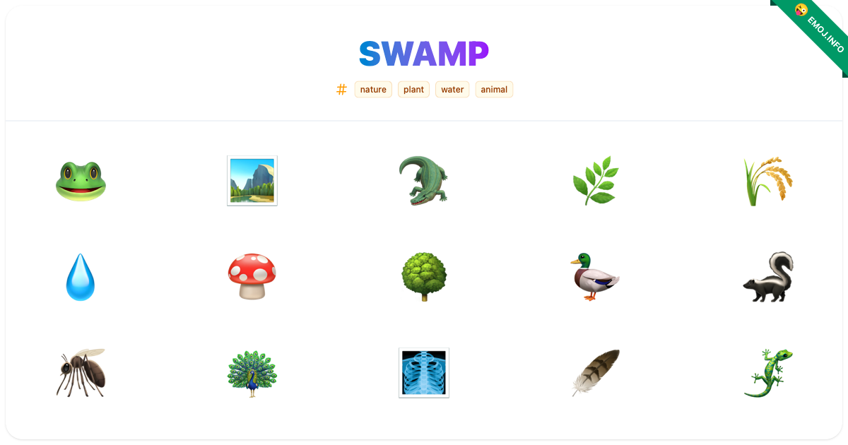 Swamp Emojis 🐸 🏞️ 🐊 | Meaning, Copy & Paste