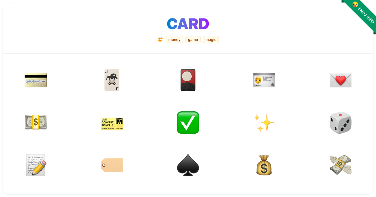 Card Emojis 💳 🃏 🎴 | Meaning, Copy & Paste