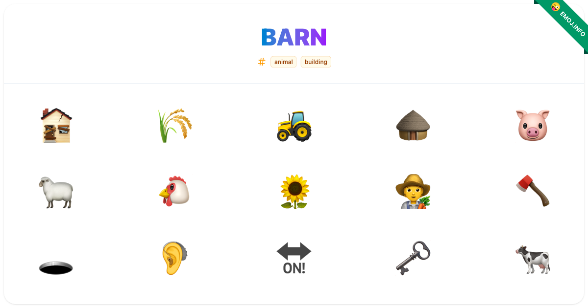 Barn Emojis 🏚️ 🌾 🚜 | Meaning, Copy & Paste