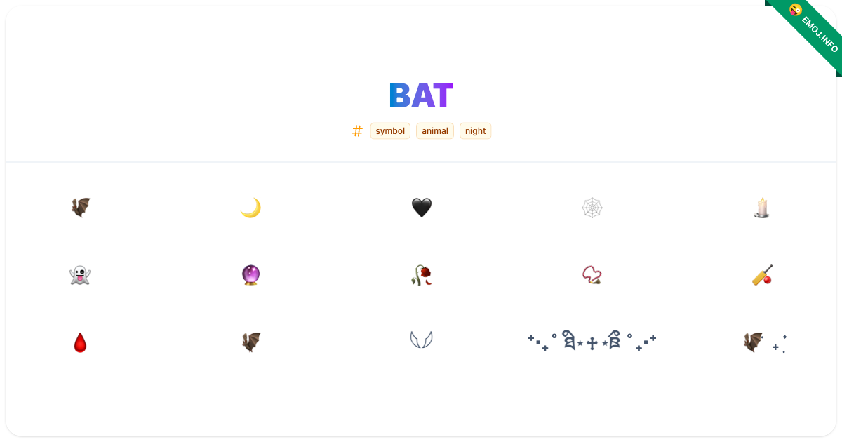 Bat Emojis 🦇 🌙 🖤 | Meaning, Copy & Paste