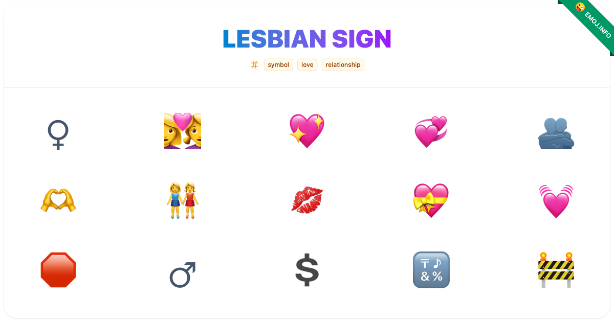 Lesbian Sign Emojis ♀️ 👩‍ ️‍👩 💖 | Meaning, Copy & Paste