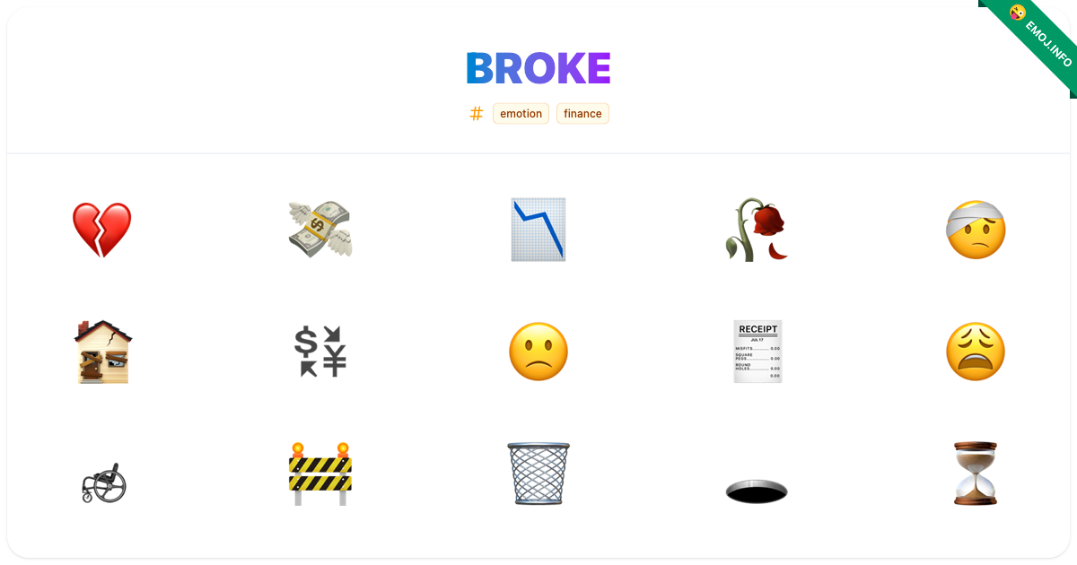 Broke Emojis 💔 💸 📉 | Meaning, Copy & Paste