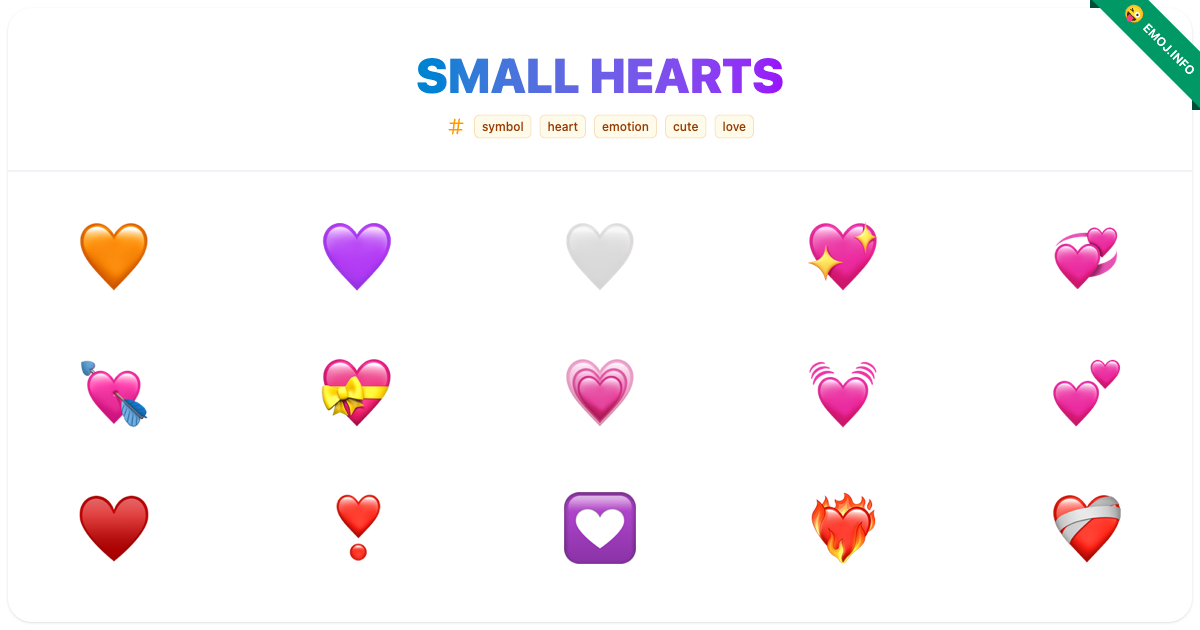 Small Hearts Emojis 🧡 💜 🤍 | Meaning, Copy & Paste
