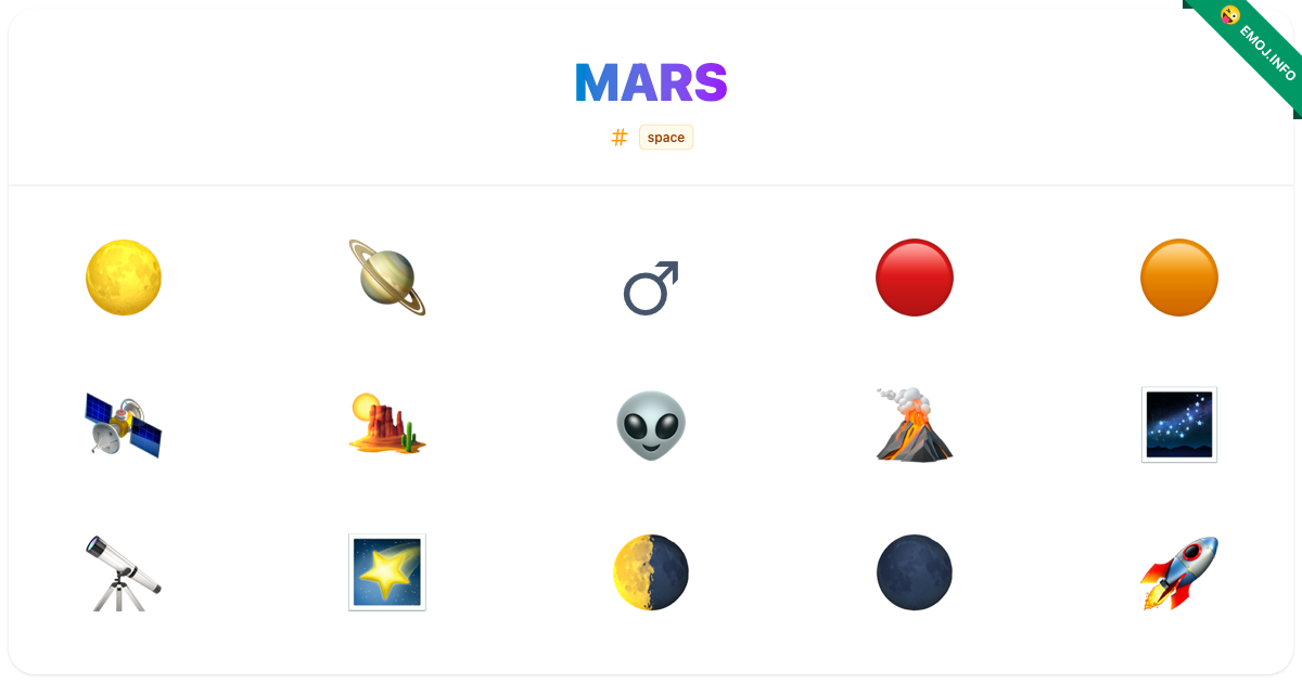 Mars Emojis 🌕 🪐 ♂️ | Meaning, Copy & Paste