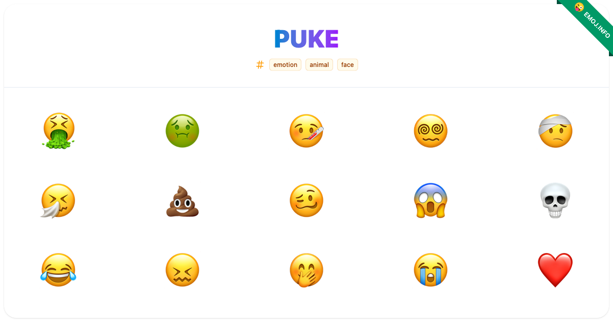 Puke Emojis 🤮 🤢 🤒 | Meaning, Copy & Paste