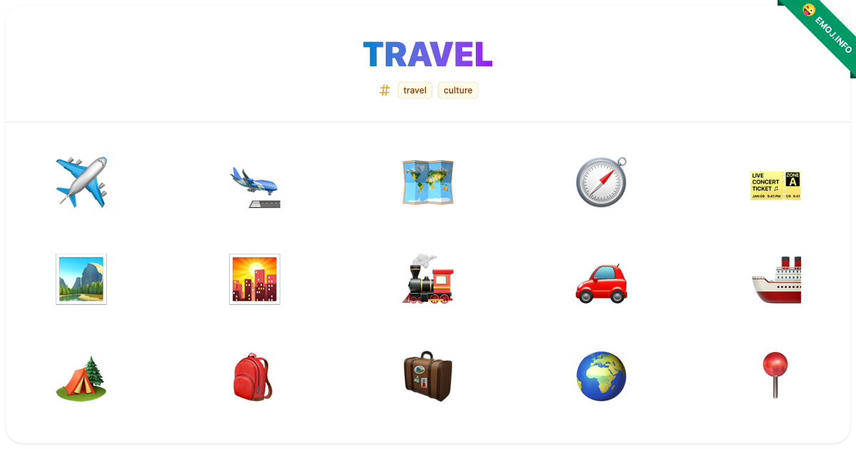 Travel Emojis ️ 🛬 🗺️ | Meaning, Copy & Paste