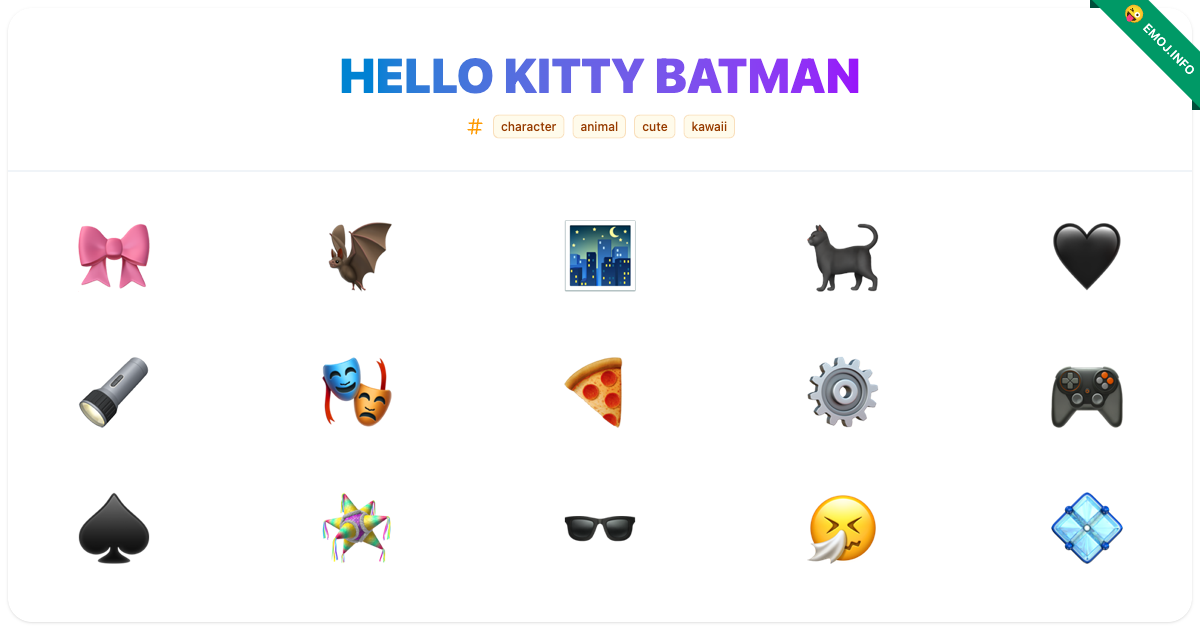Hello Kitty Batman Emojis 🎀 🦇 🌃 | Meaning, Copy & Paste