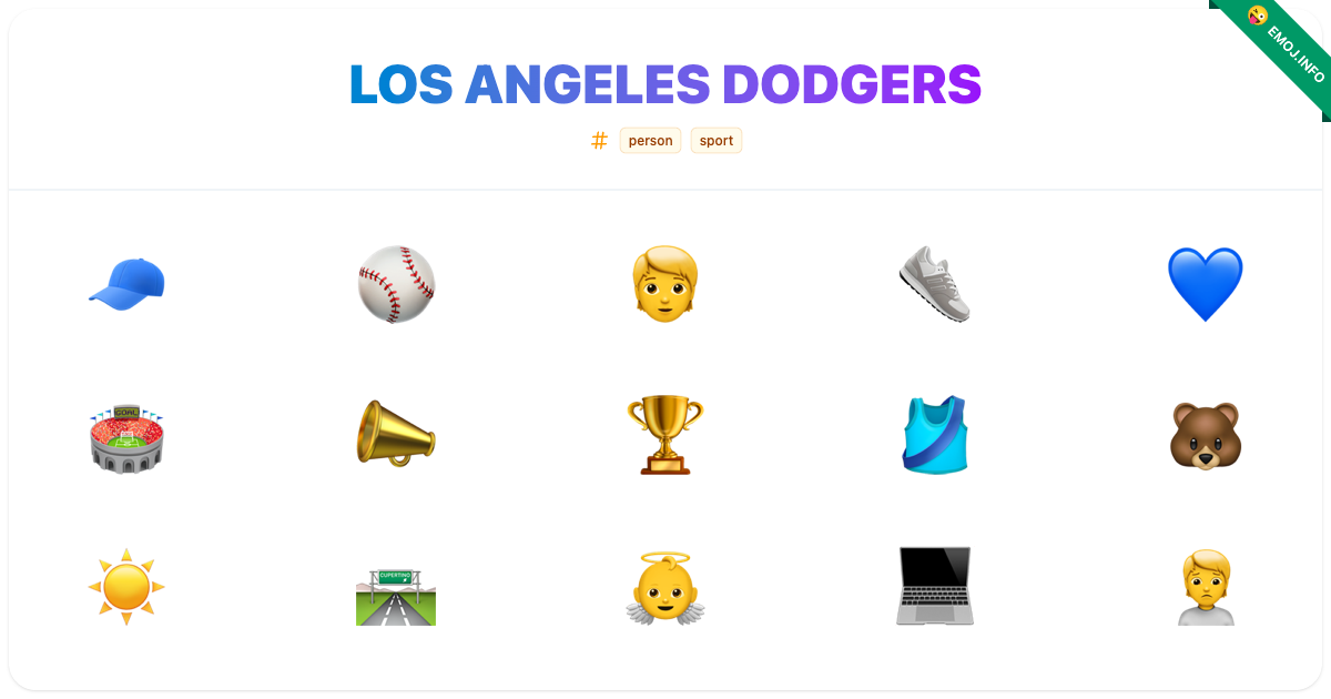 Los Angeles Dodgers Emojis 🧢 ⚾ 🧑 | Meaning, Copy & Paste