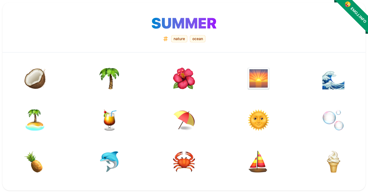 Summer Emojis 🥥 🌴 🌺 | Meaning, Copy & Paste