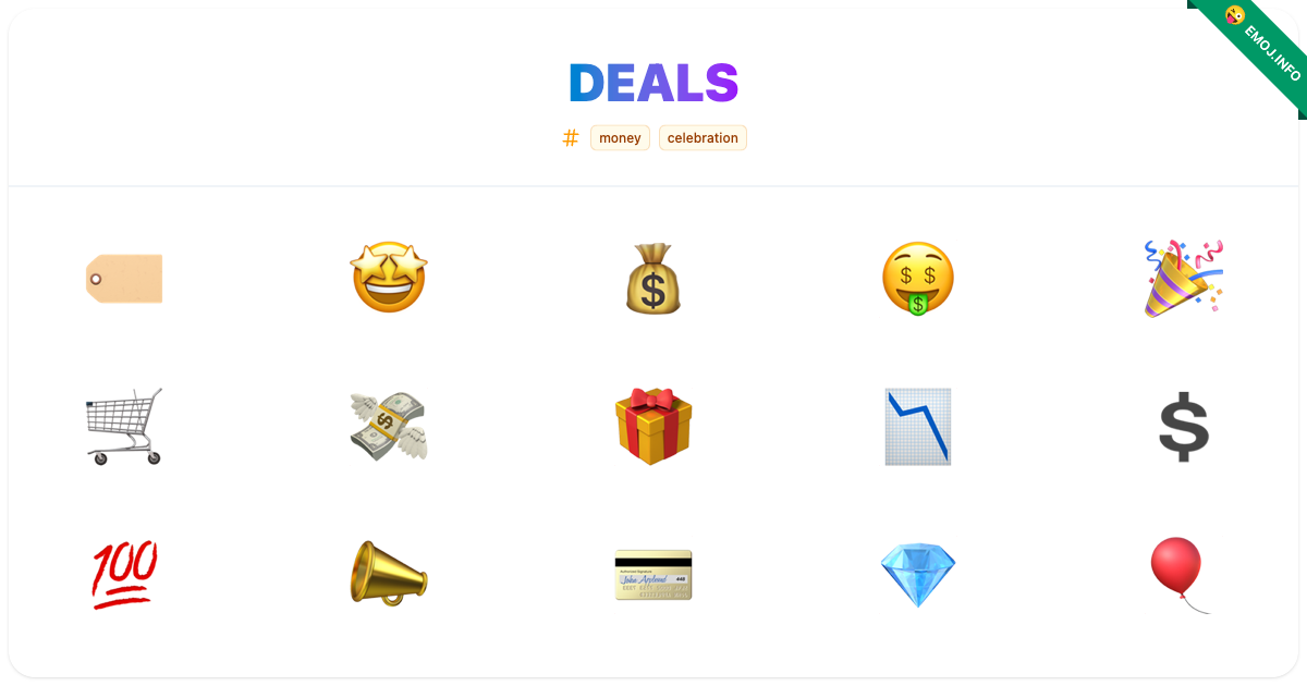 Deals Emojis 🏷️ 🤩 💰 | Meaning, Copy & Paste