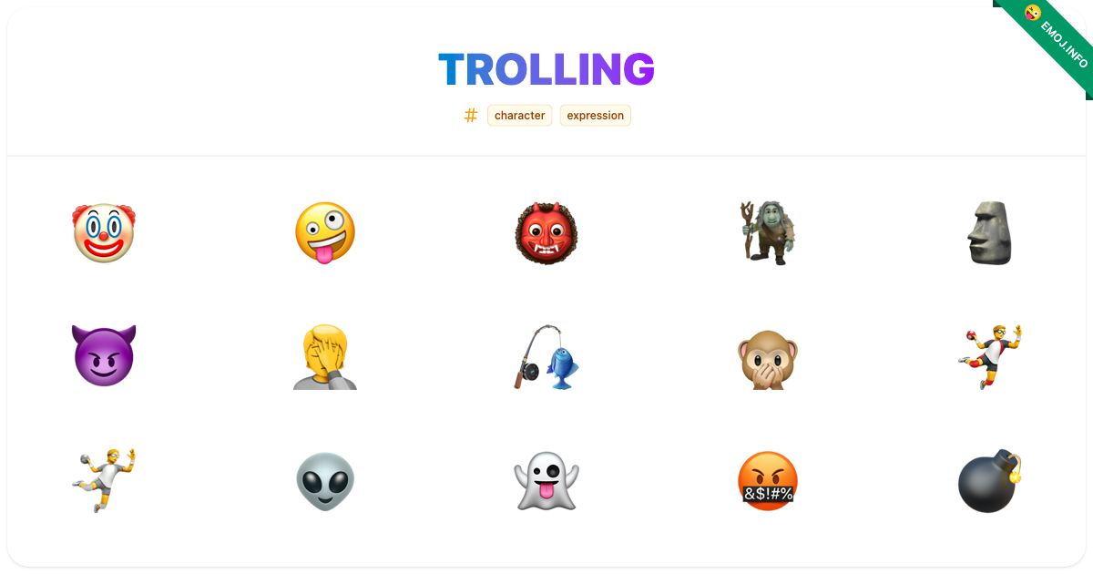 Trolling Emojis 🤡 🤪 👹 | Meaning, Copy & Paste