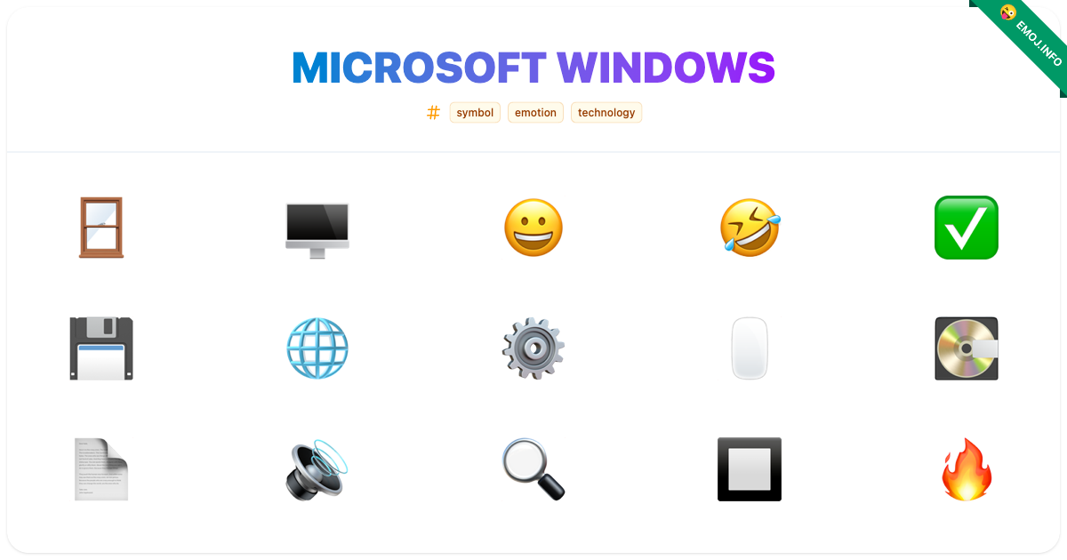 Microsoft Windows Emojis 🪟 🖥️ 😀 | Meaning, Copy & Paste