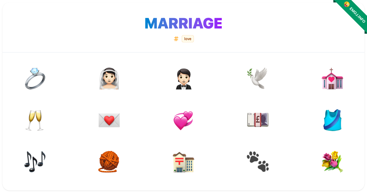 Marriage Emojis 💍 👰🏻 🤵🏻 | Meaning, Copy & Paste