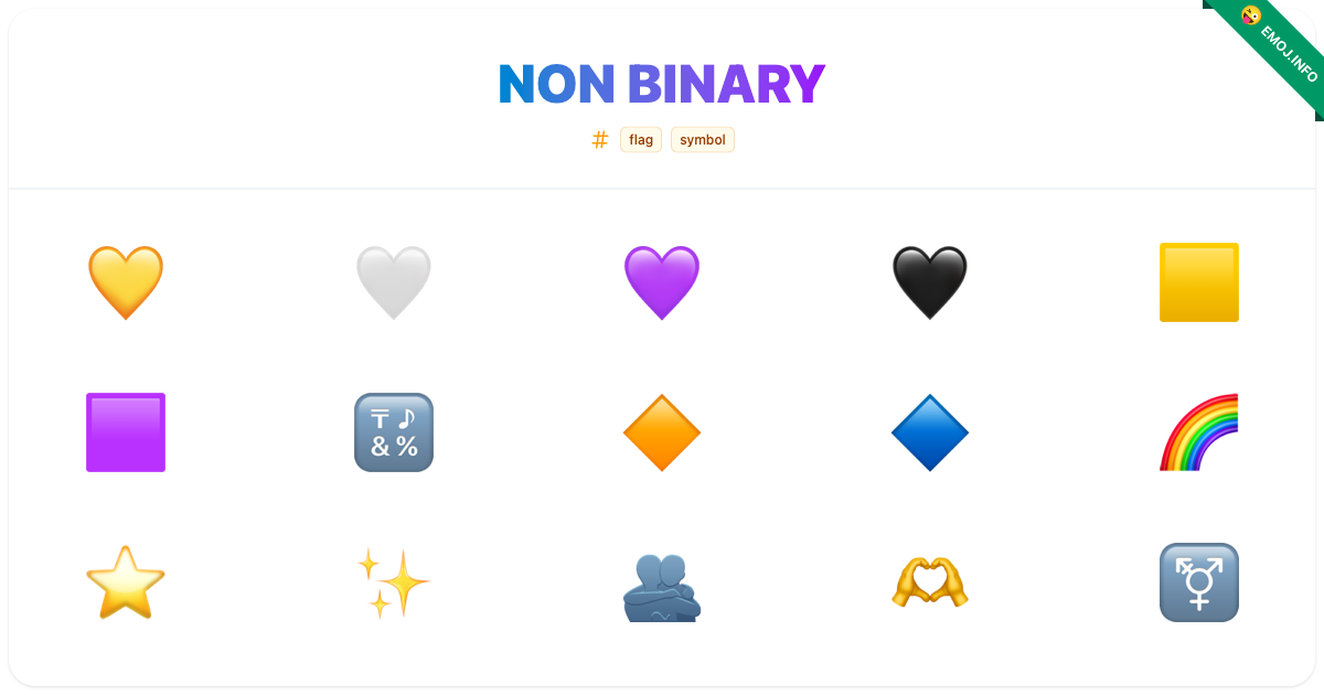 Non Binary Emojis 💛 🤍 💜 | Meaning, Copy & Paste