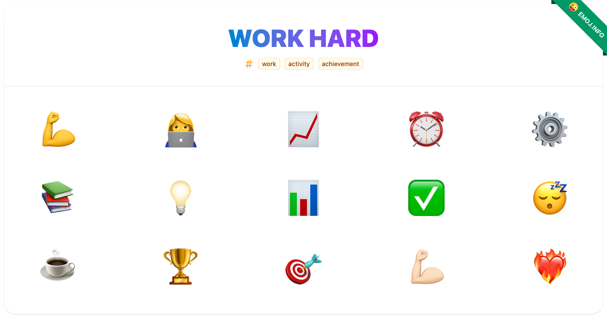 Work Hard Emojis 💪 👩‍💻 📈 | Meaning, Copy & Paste