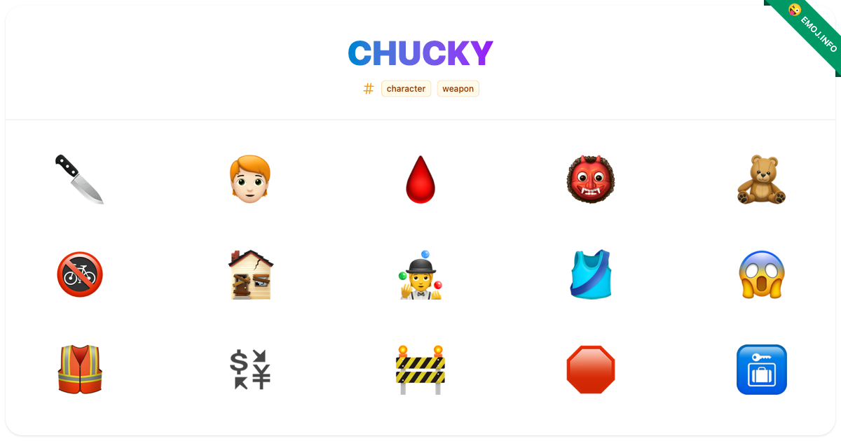 Chucky Emojis 🔪 🧑🏻‍🦰 🩸 | Meaning, Copy & Paste