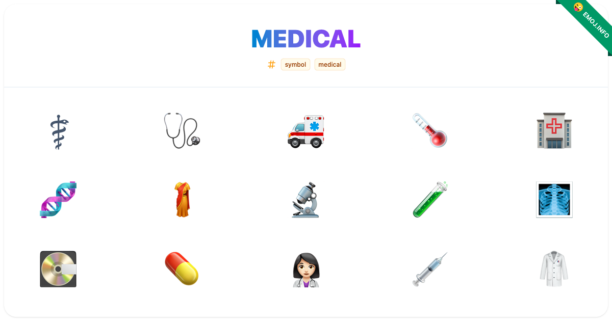 Medical Emojis 💉 👩‍⚕️ 👨‍⚕️ | Meaning, Copy & Paste
