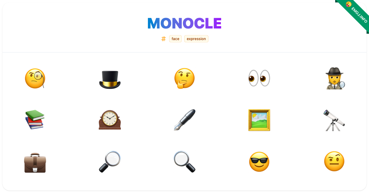 Monocle Emojis 🧐 🎩 🤔 | Meaning, Copy & Paste