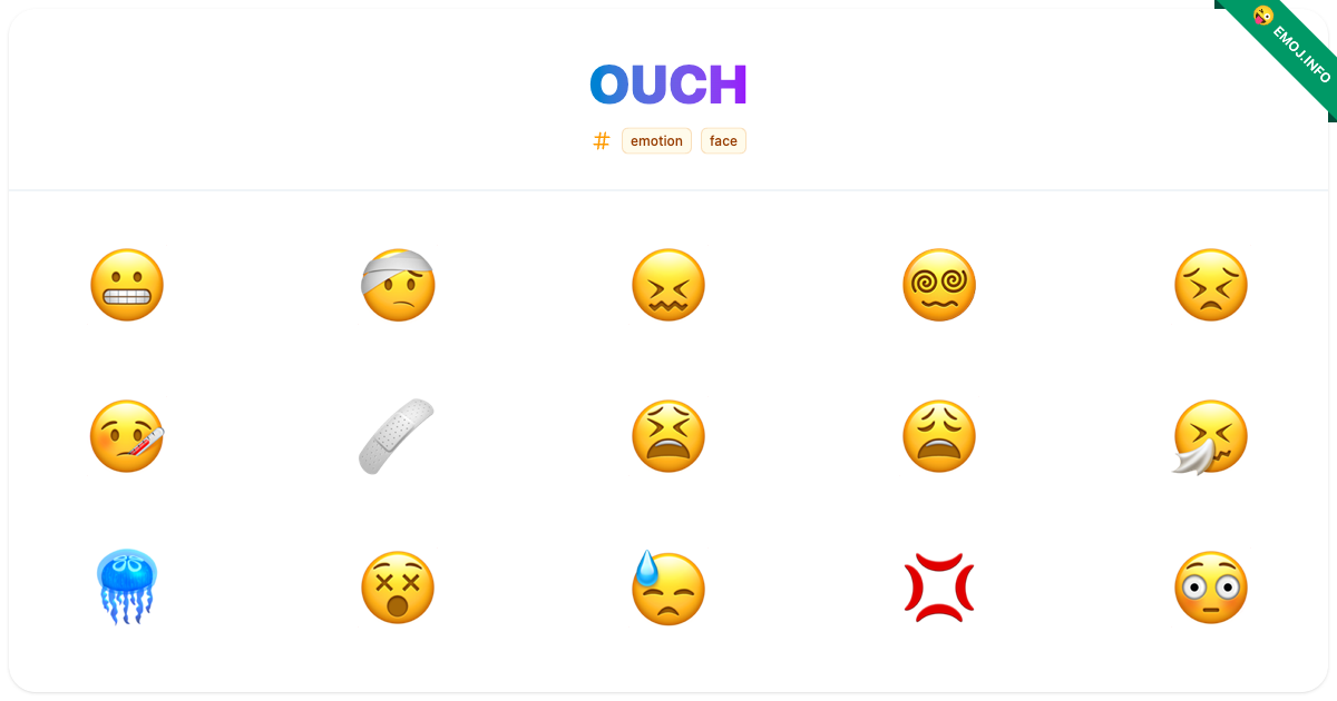 Ouch Emojis 😬 🤕 😖 | Meaning, Copy & Paste