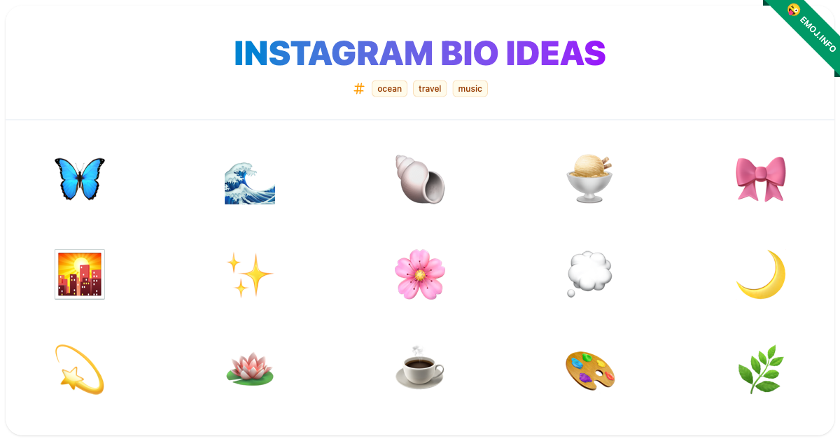 Instagram Bio Ideas Emojis 🦋 🌊 🐚 | Meaning, Copy & Paste