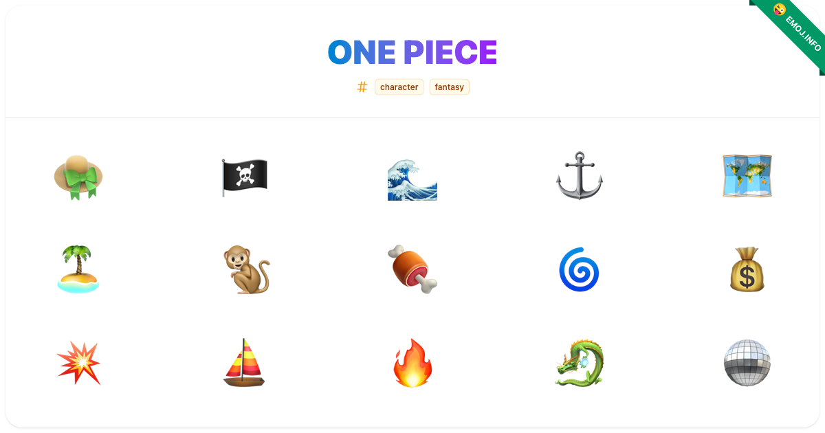 One Piece Emojis 👒 🏴‍☠️ 🌊 | Meaning, Copy & Paste