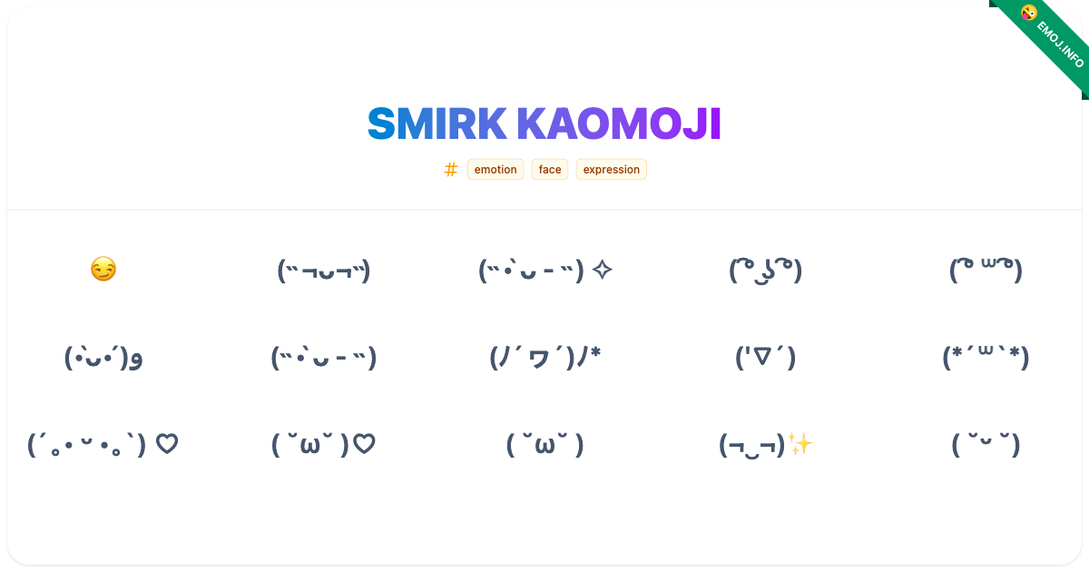 Smirk Kaomoji Emojis 😏 (˵ ¬ᴗ¬˵) (˵ •̀ ᴗ - ˵ ) | Meaning, Copy & Paste