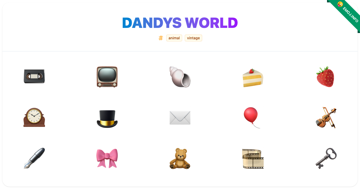 Dandys World Emojis 📼 📺 🐚 | Meaning, Copy & Paste