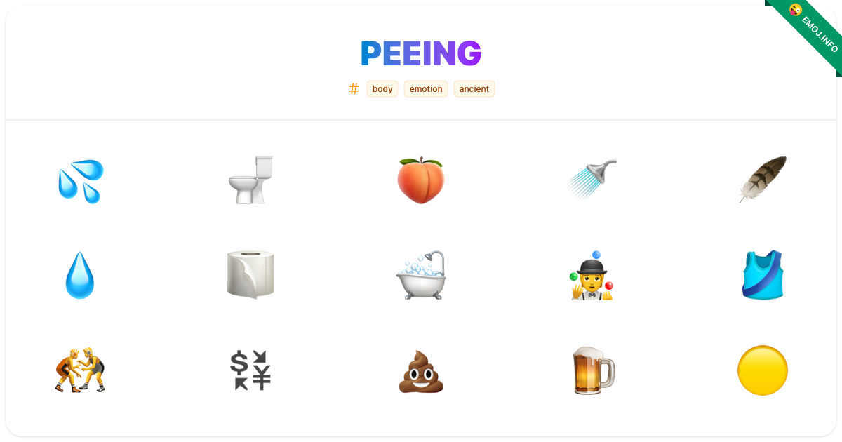 Peeing Emojis 💦 🚽 🍑 | Meaning, Copy & Paste