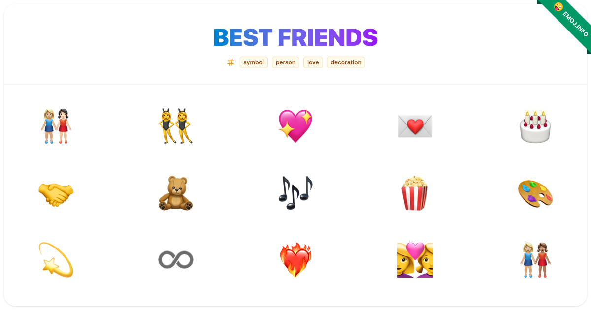 Best Friends Emojis 👩🏼‍🤝‍👩🏻 👯‍♀️ 💖 | Meaning, Copy & Paste