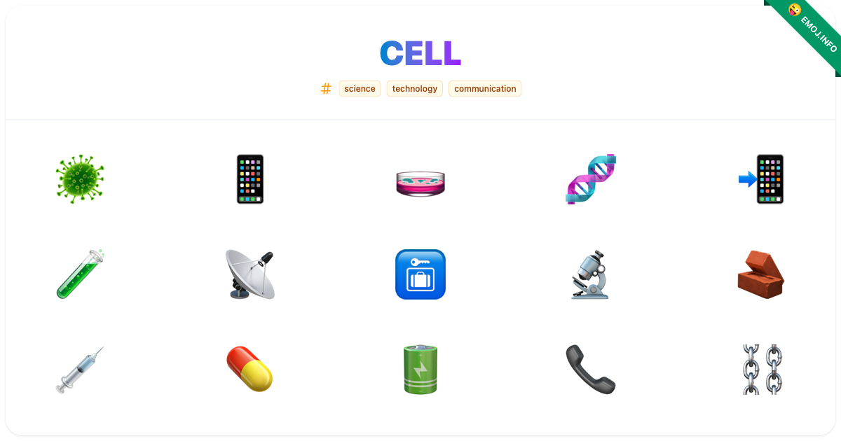 Cell Emojis 🦠 📱 🧫 | Meaning, Copy & Paste