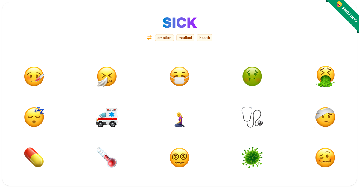 Sick Emojis 🤒 🤧 😷 | Meaning, Copy & Paste