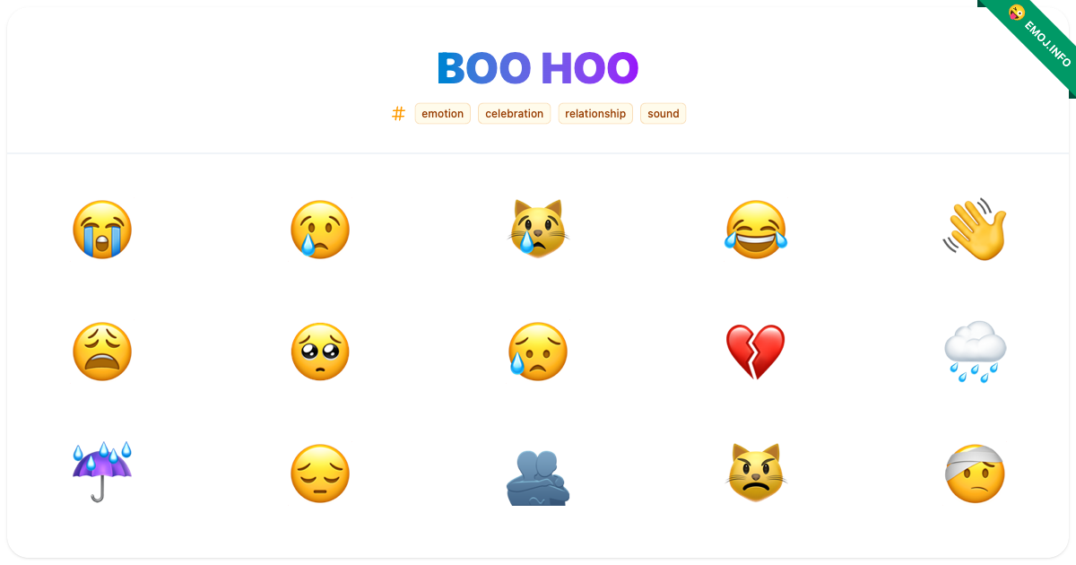 Boo Hoo Emojis 😭 😢 😿 | Meaning, Copy & Paste
