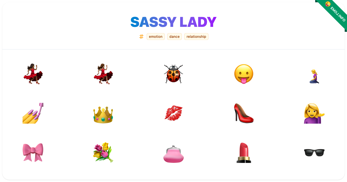 Sassy Lady Emojis 💃🏾 💃🏽 🐞 | Meaning, Copy & Paste