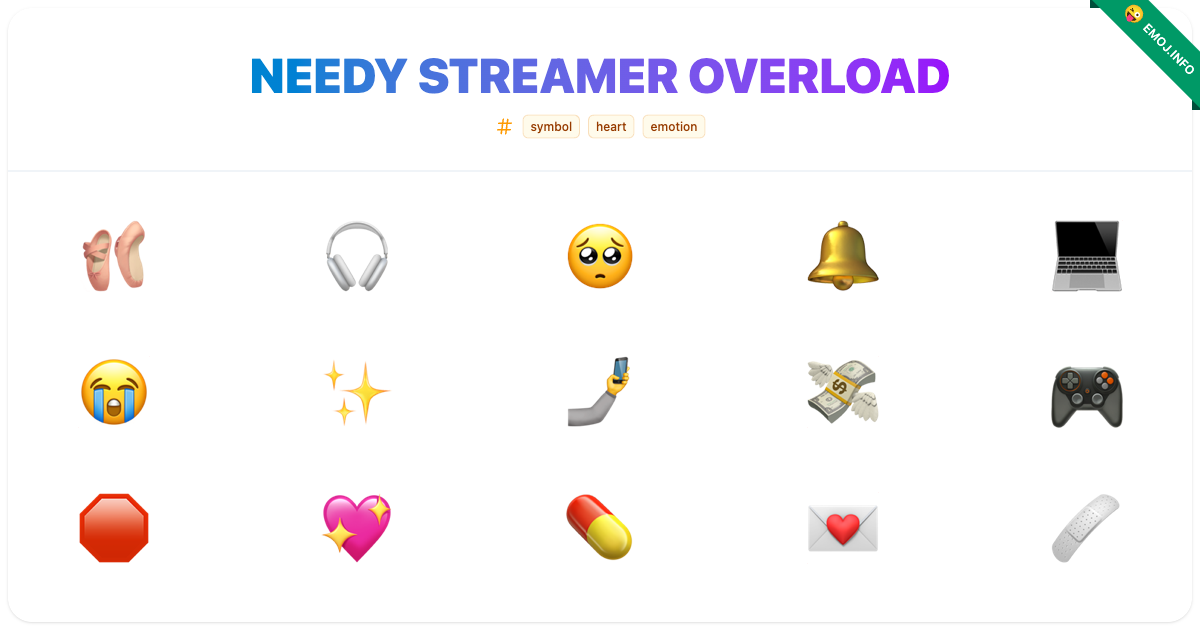 Needy Streamer Overload Emojis 🩰 🎧 🥺 | Meaning, Copy & Paste
