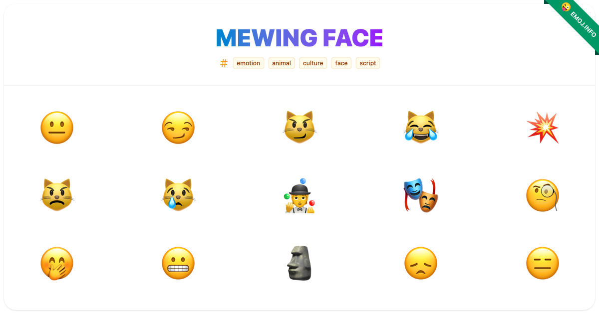 Mewing Face Emojis 😐 😏 😼 | Meaning, Copy & Paste