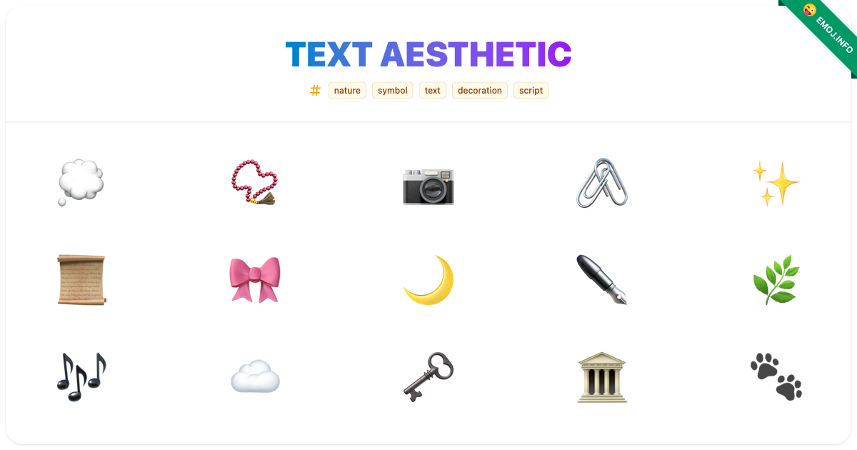 Text Aesthetic Emojis 💭 📿 📷 | Meaning, Copy & Paste