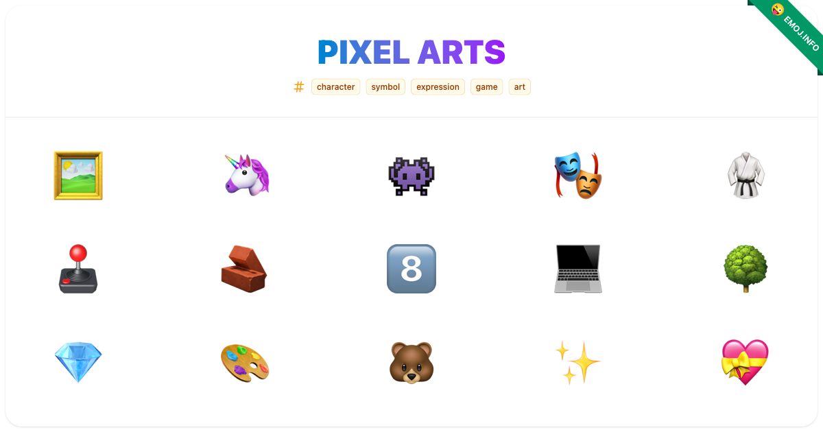 Pixel Arts Emojis 🖼️ 🦄 👾 | Meaning, Copy & Paste