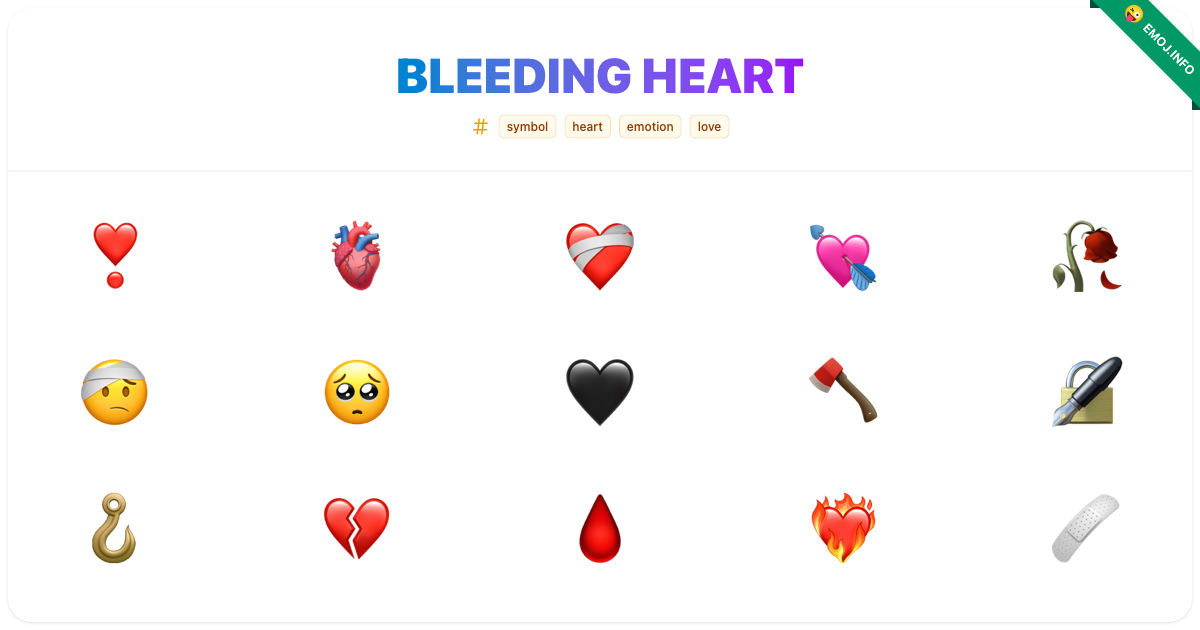 Bleeding Heart Emojis ️ 🫀 ️‍🩹 | Meaning, Copy & Paste