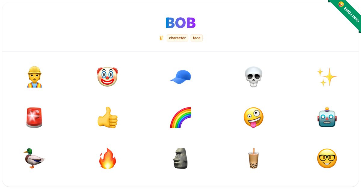 Bob Emojis 👷 🤡 🧢 | Meaning, Copy & Paste