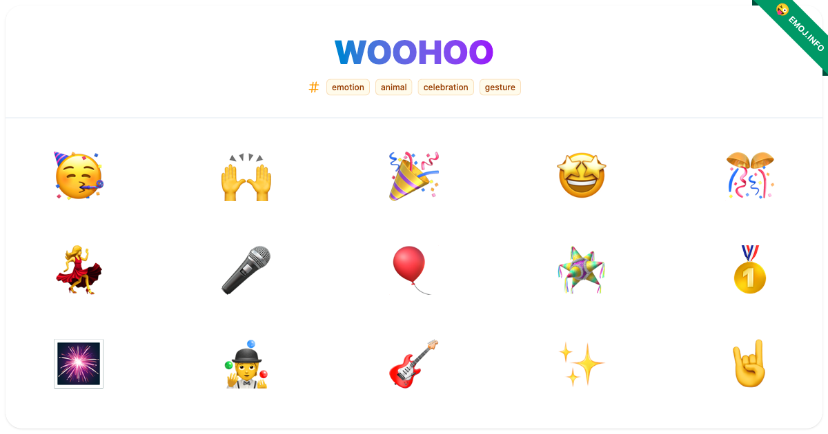 Woohoo Emojis 🥳 🙌 🎉 | Meaning, Copy & Paste