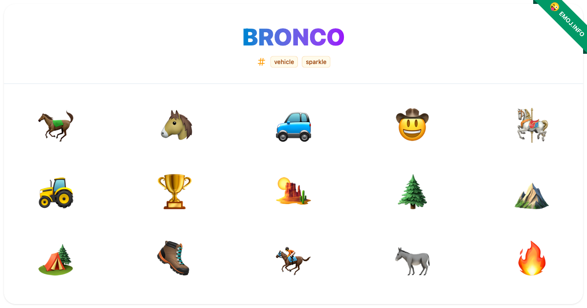 Bronco Emojis 🐎 🐴 🚙 | Meaning, Copy & Paste